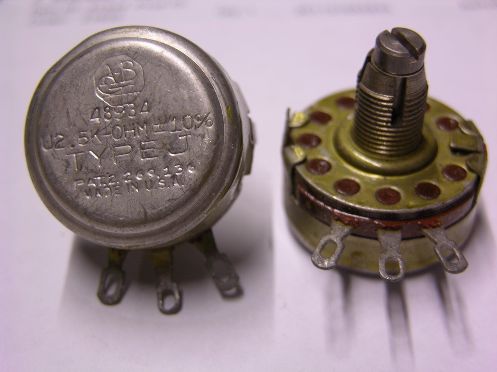 4 Allen Bradley Type J 2.5K 10% Locking Potentiometers